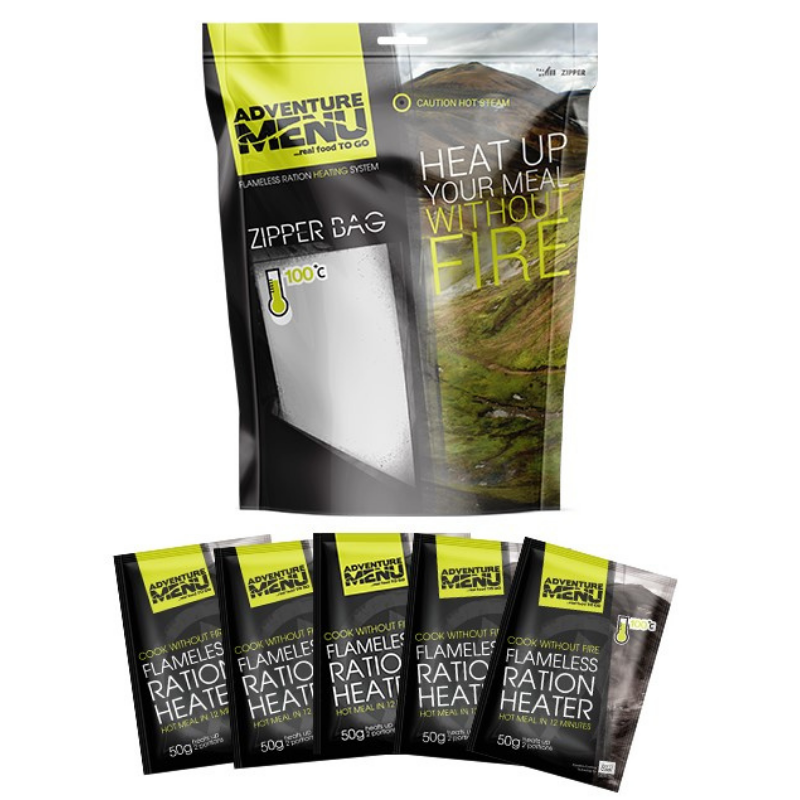 Flameless Ration Heater SET + Zipper-Bag - Adventure Menu | GymBeam.com
